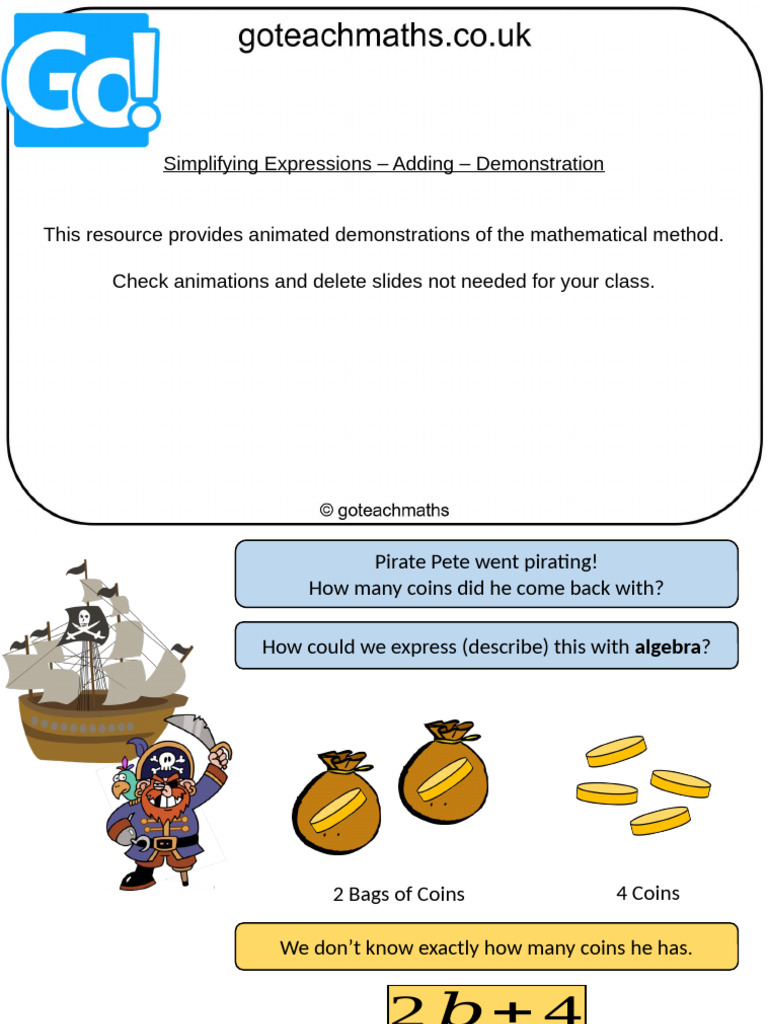 Simplifying Expressions Adding Demonstration | PDF | Mathematics | Algebra