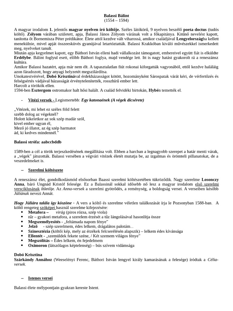 Balassi Bálint | PDF