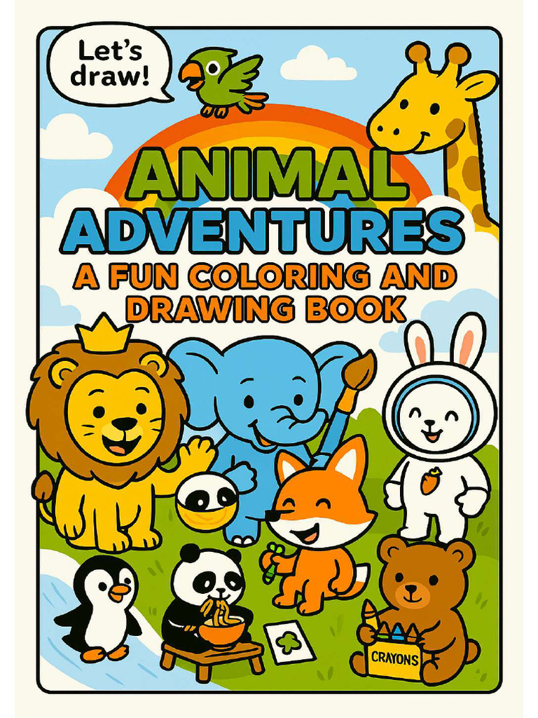 Final Cover Page Prompt - "Animal Adventures - A Fun Coloring and ...
