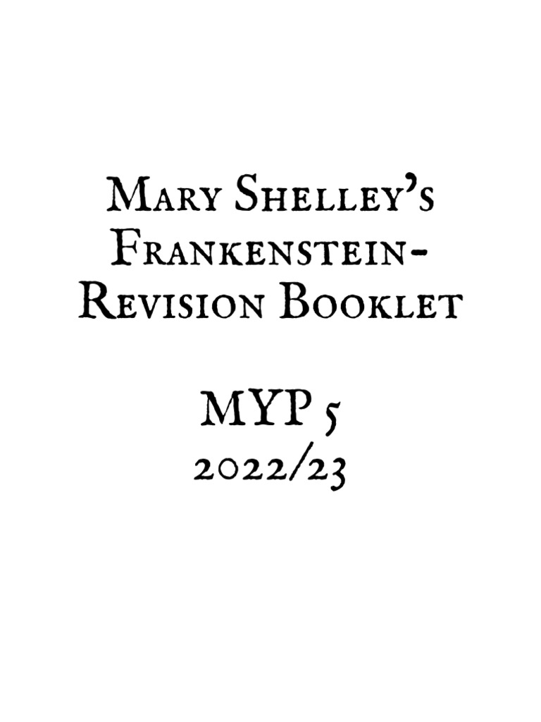 Frankenstein Revision Booklet | PDF | Frankenstein | Prometheus