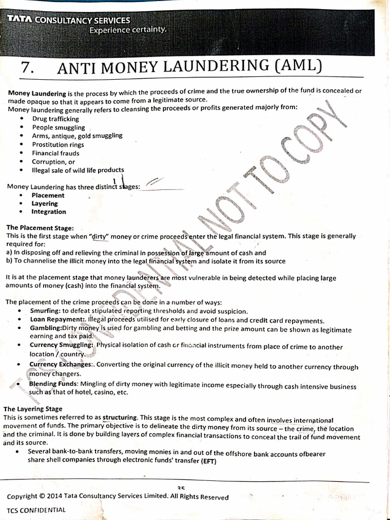 Anti Money Laundering (Tata Consultancy) | PDF