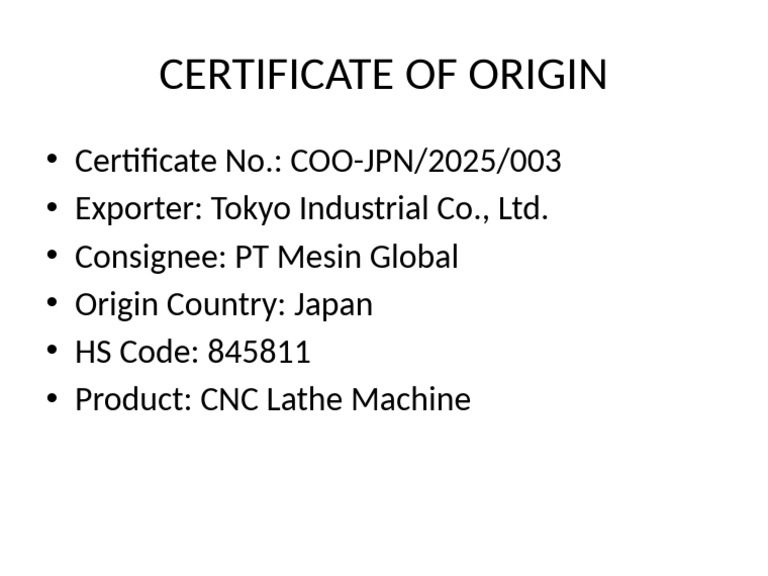 Certificate of Origin | PDF
