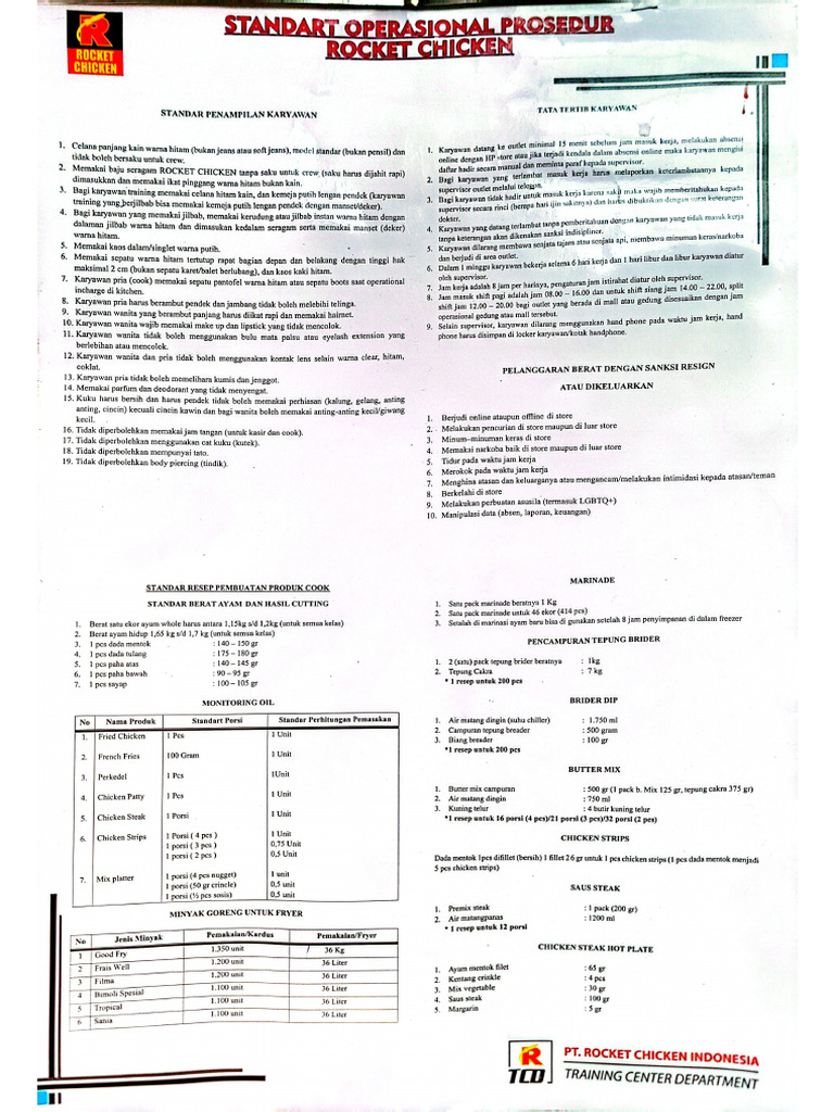 Sop Terupdate RC Chicken | PDF