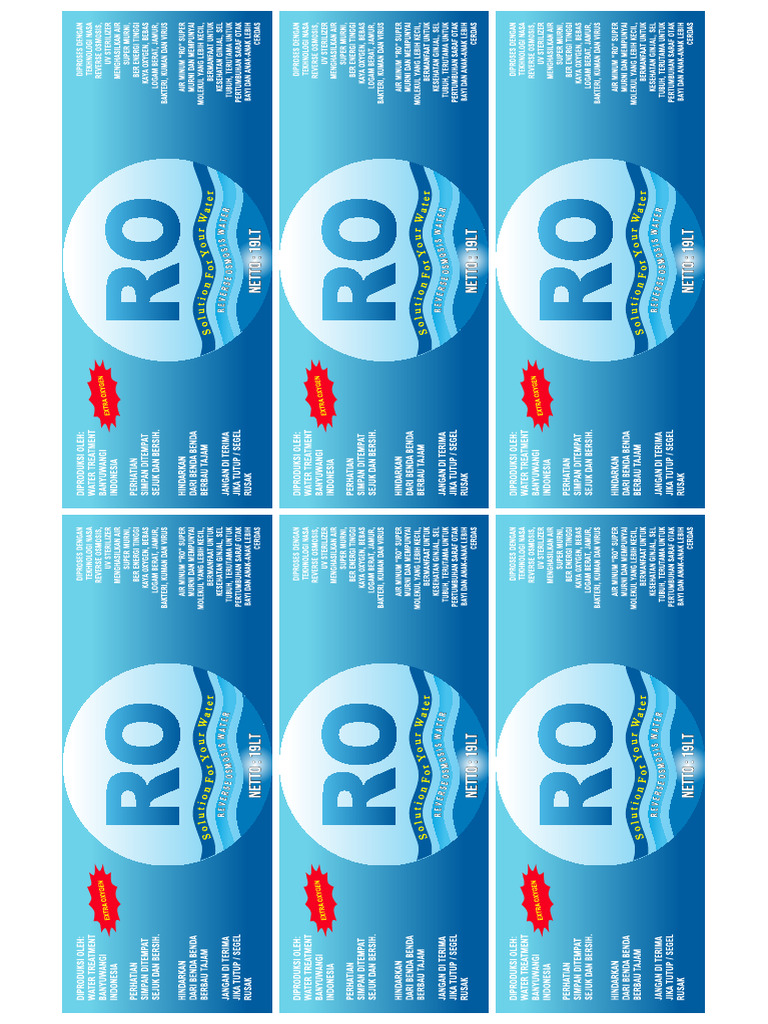 Label Aqua Galon 19 LT | PDF