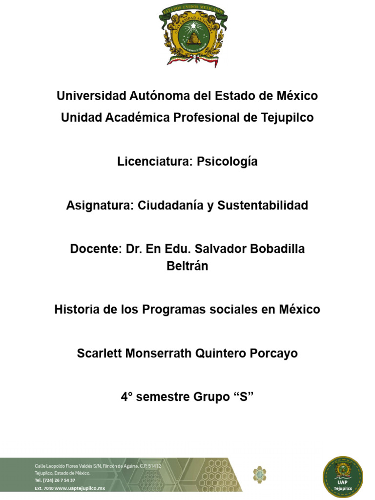Historia de Programas Sociales en México | PDF | México | Politica social