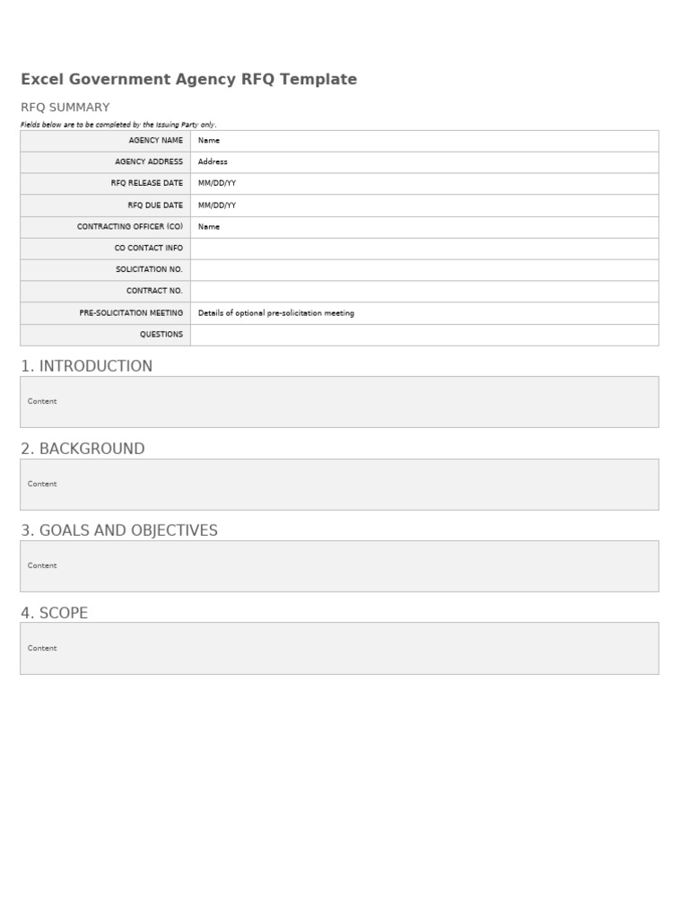 Ic Excel Government Agency RFQ Template 12139 | PDF | Sales | Business
