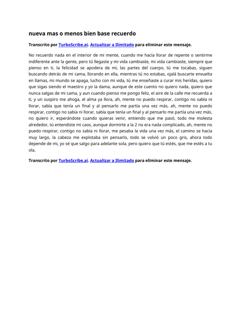 Nueva Mas o Menos Bien Base Recuerdo | PDF