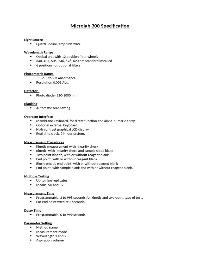 Microlab 300 Specification | PDF | Computer Keyboard | Measurement