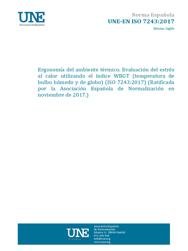 UNE-EN - ISO - 7243 2017 Estres Termico | PDF