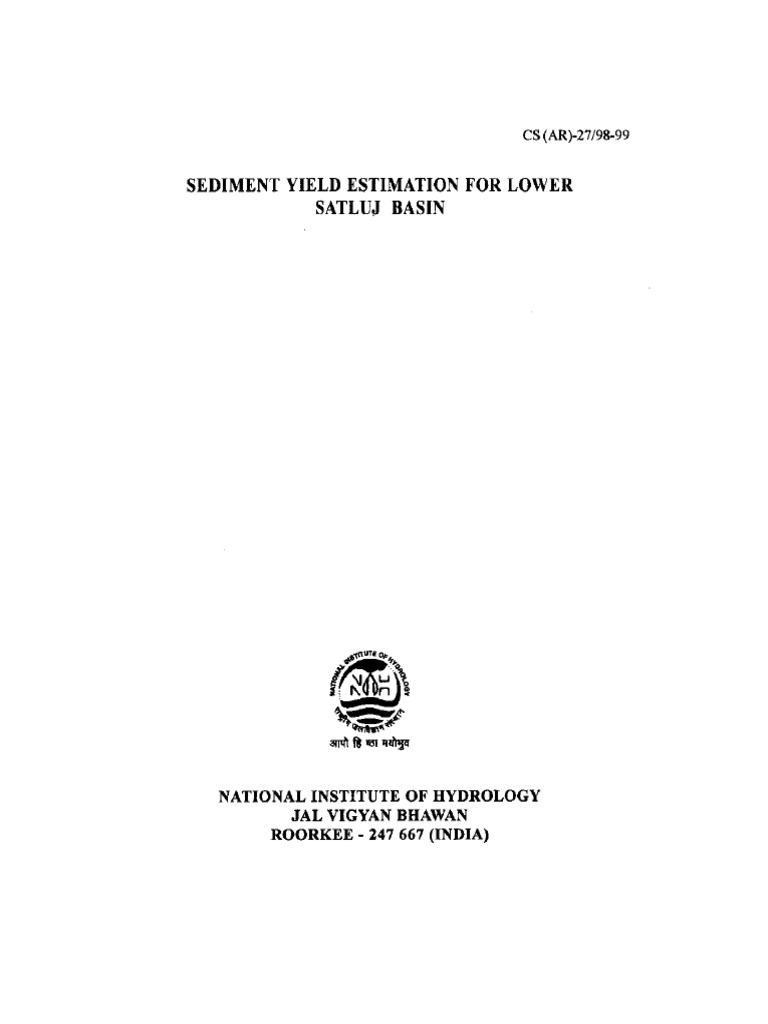 Sediment Yield Estimation For Lower Satluj Basin | PDF