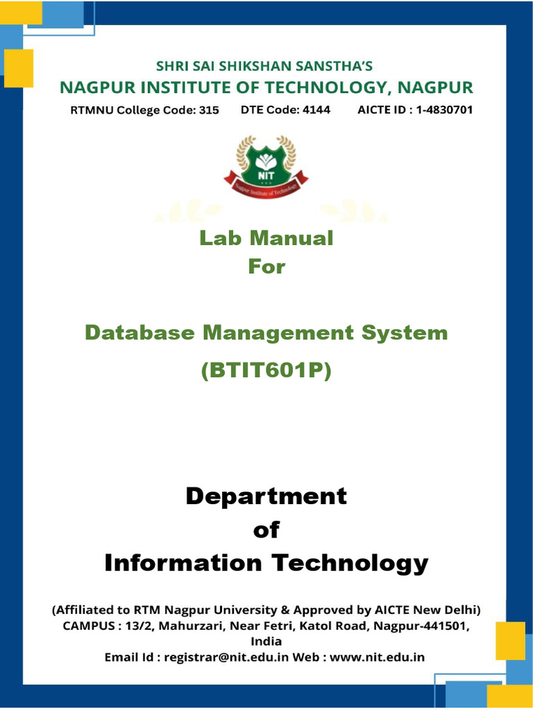 Database Management System Lab Manual | PDF | Pl/Sql | Engineering
