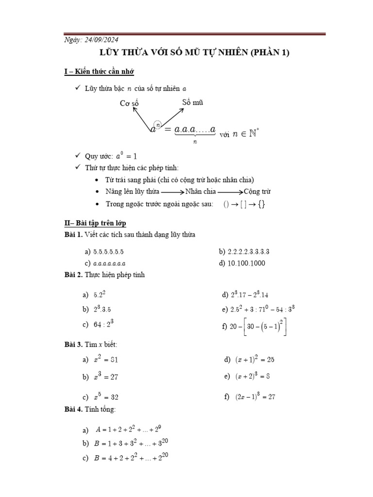 S1. Luy Thua Voi So Mu Tu Nhien (P1) | PDF