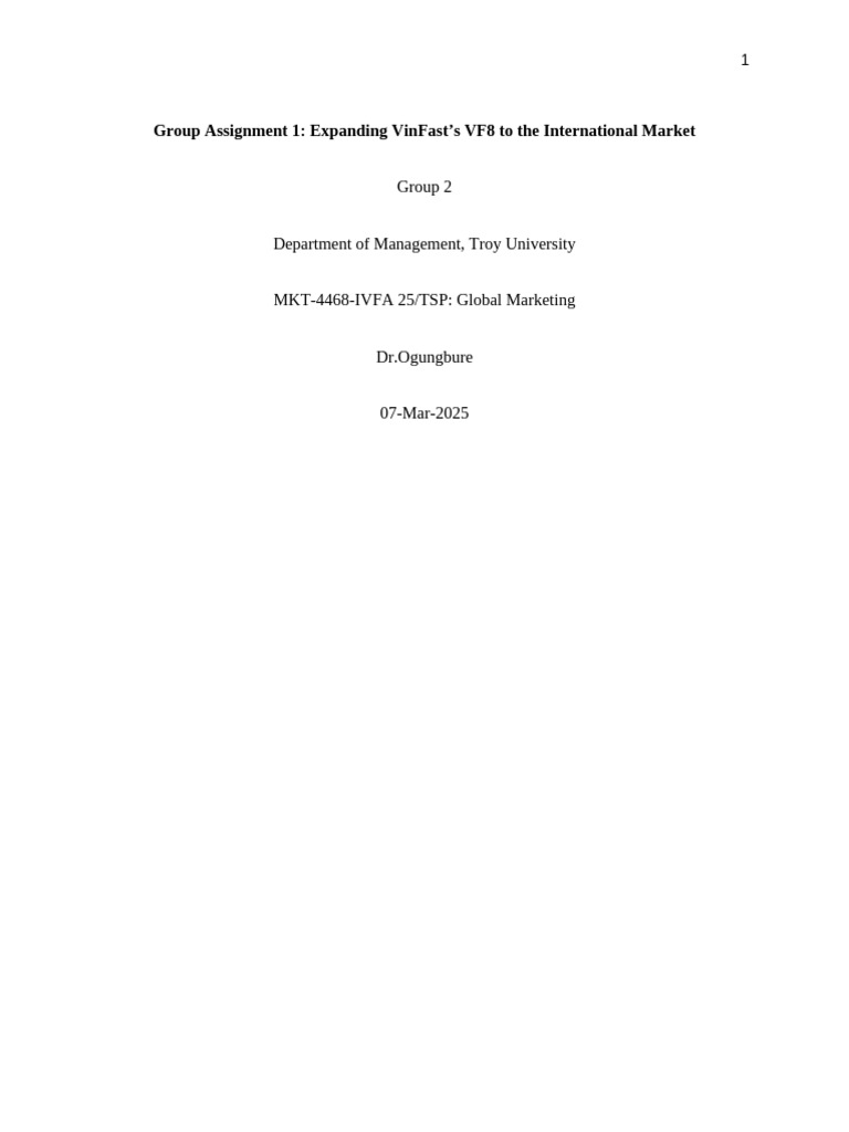 Group Assignment 1 - Group 2 | PDF | Electric Vehicle | Performance Indicator