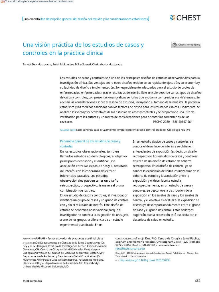 Una Visión Práctica de Los Estudios de Casos y Controles en La Práctica ...