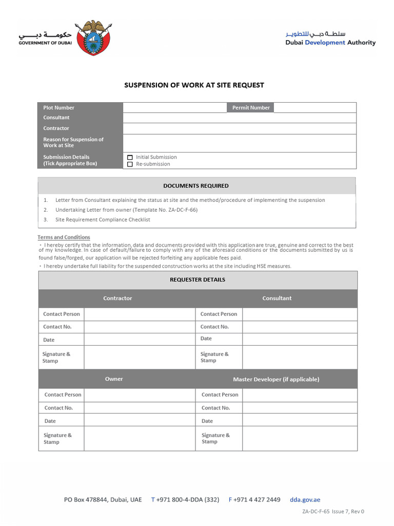 Suspension of Construction Works Request | PDF