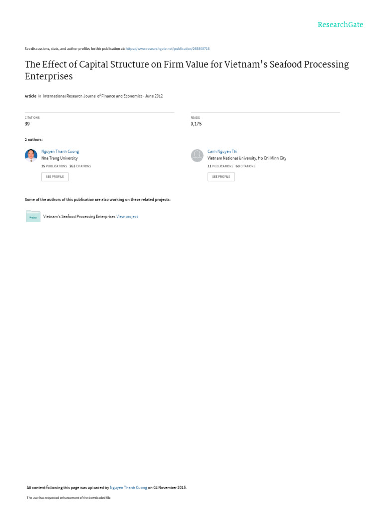 Bai Mau So 1 The Effect of Capital Structure On Firm Value For | PDF | Capital Structure | Taxes