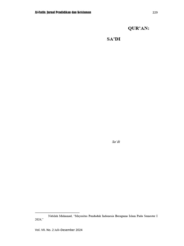 Pendidikan Akhlak Dalam Al-qur'An - Analisis Surat Al-Hujurat Ayat 9-12 Menurut As-Sa'di | PDF