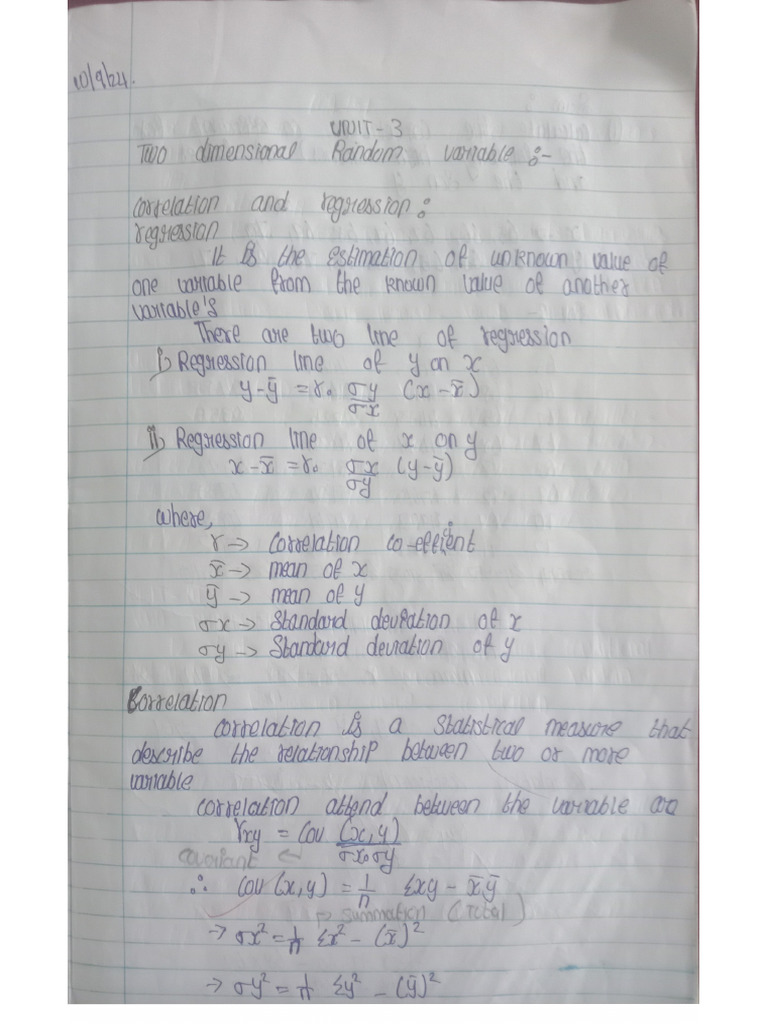 Unit 3 (Correlation & Regression) Also Unit 4 | PDF