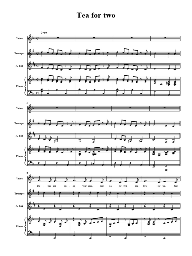 Tea for Two Sheet Music Arrangement | PDF