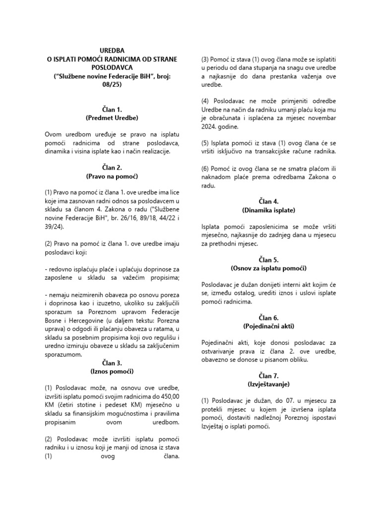 d69c9 Uredba Isplati Pomoci 8 25 | PDF