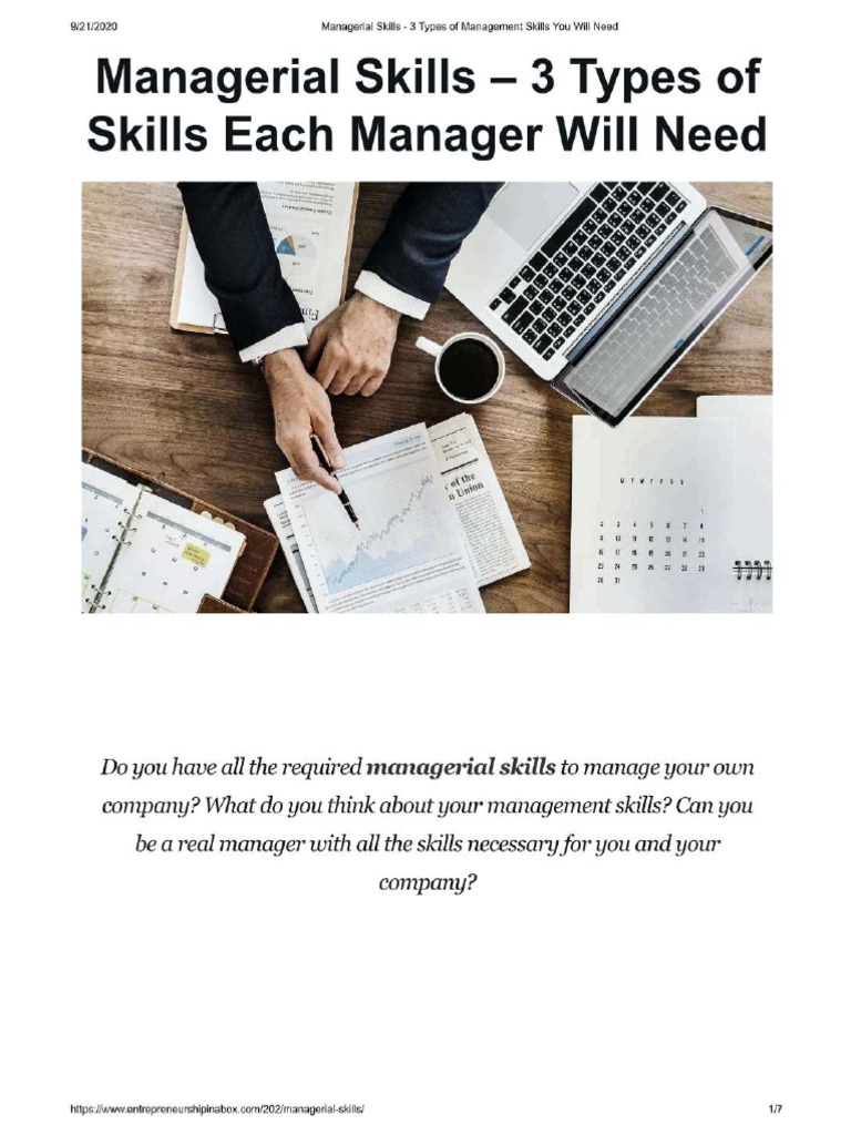 Managerial Skill Requirement | PDF