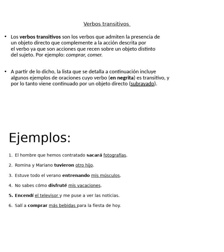 Verbos Transitivos | PDF