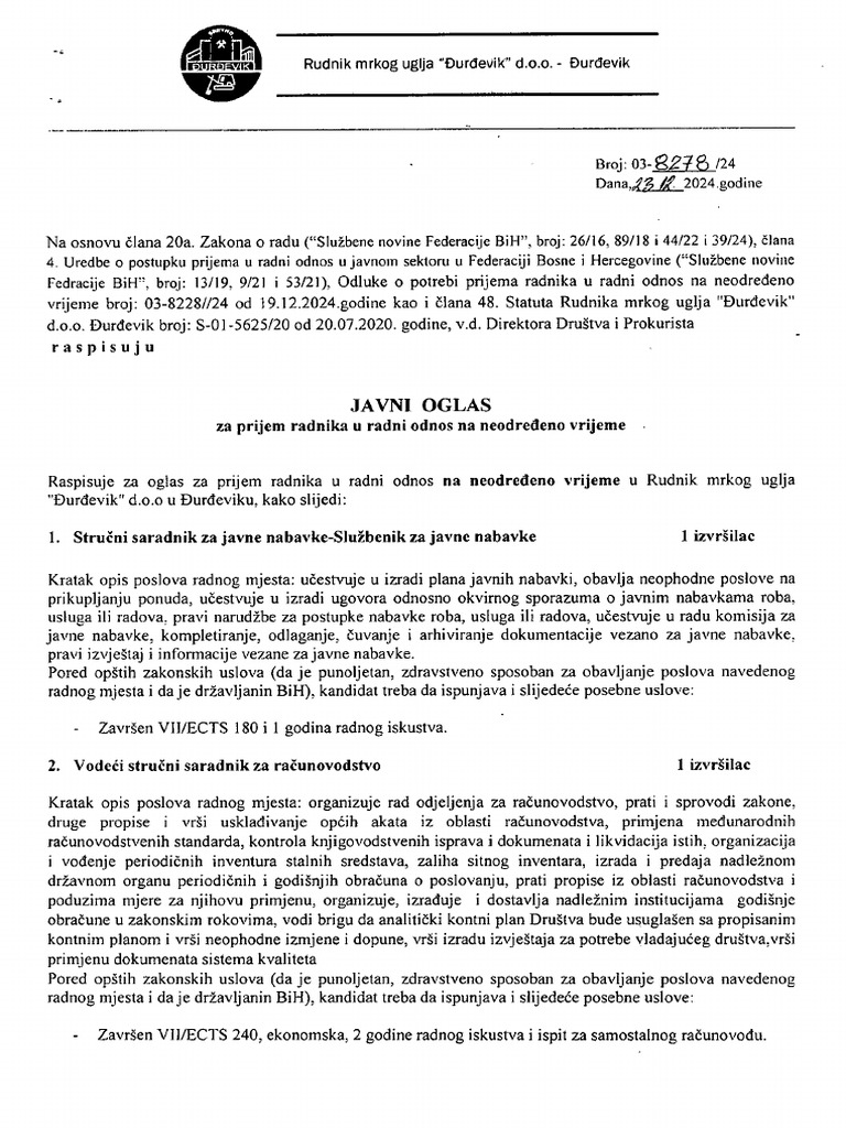 Rudnik DJurdjevik Oglas | PDF