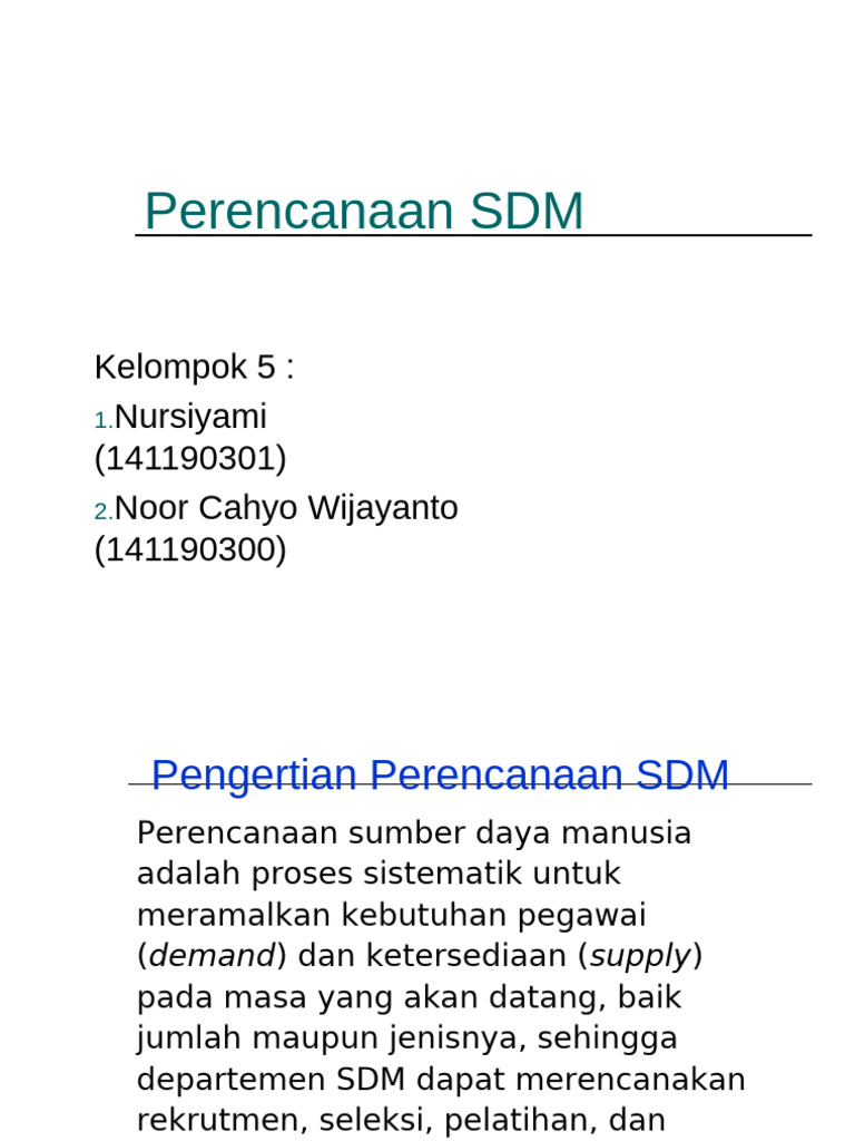 Presentasi Kelompok 5 Tentang Perencanaan SDM | PDF
