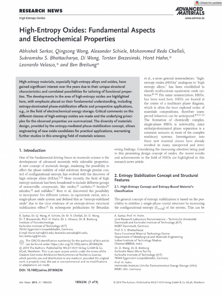High‐Entropy Oxides_ Fundamental Aspects and Electrochemical Properties ...