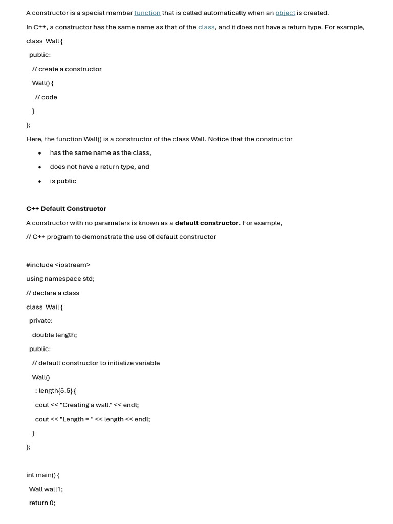 Constructor and Destructor | PDF | Constructor (Object Oriented Programming) | Programming