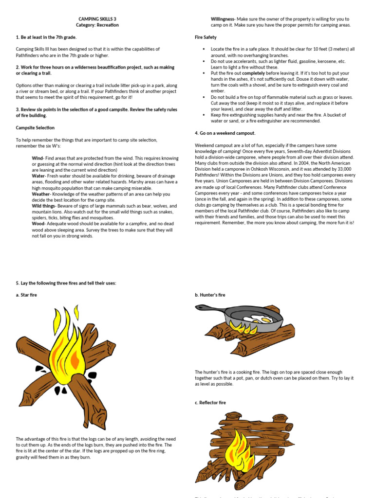 Essential Camping Skills for Pathfinders | PDF | Tent | Knot