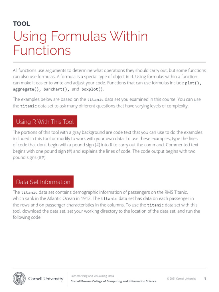 Cs446 Tool Using Formulas Within Functions | PDF | Computing