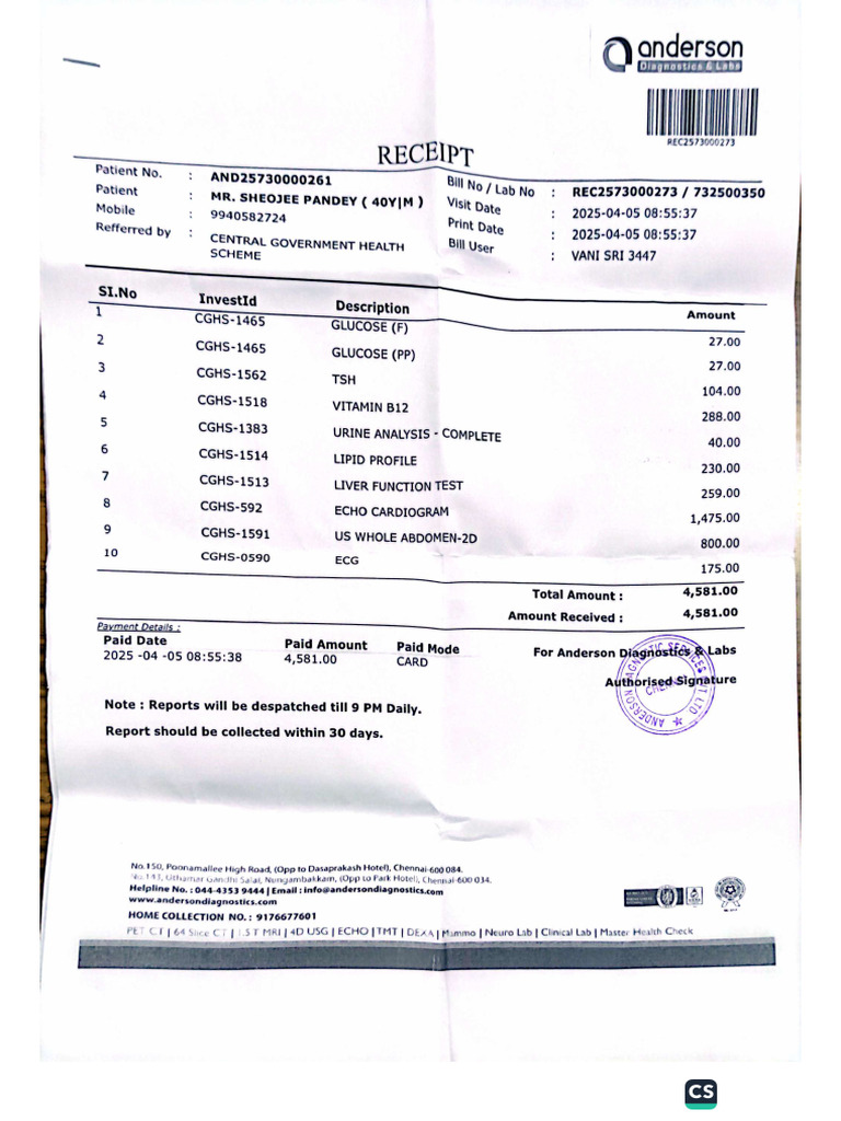 Blood Test Scan | PDF
