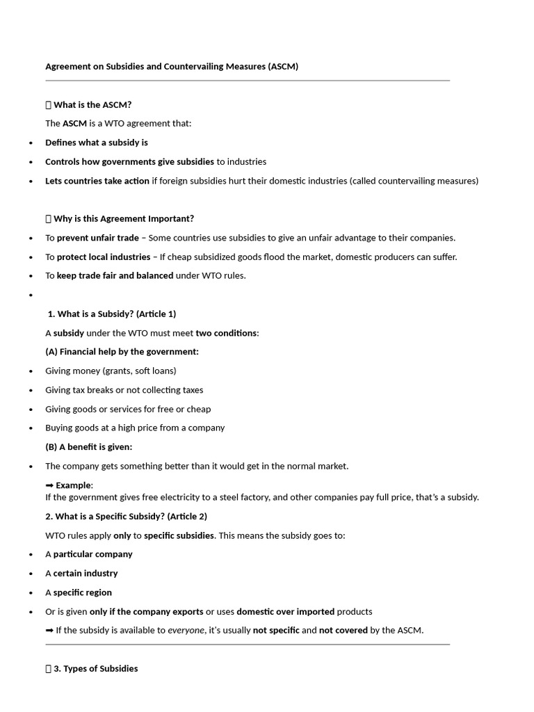Understanding WTO Subsidy Regulations | PDF | Dumping (Pricing Policy ...