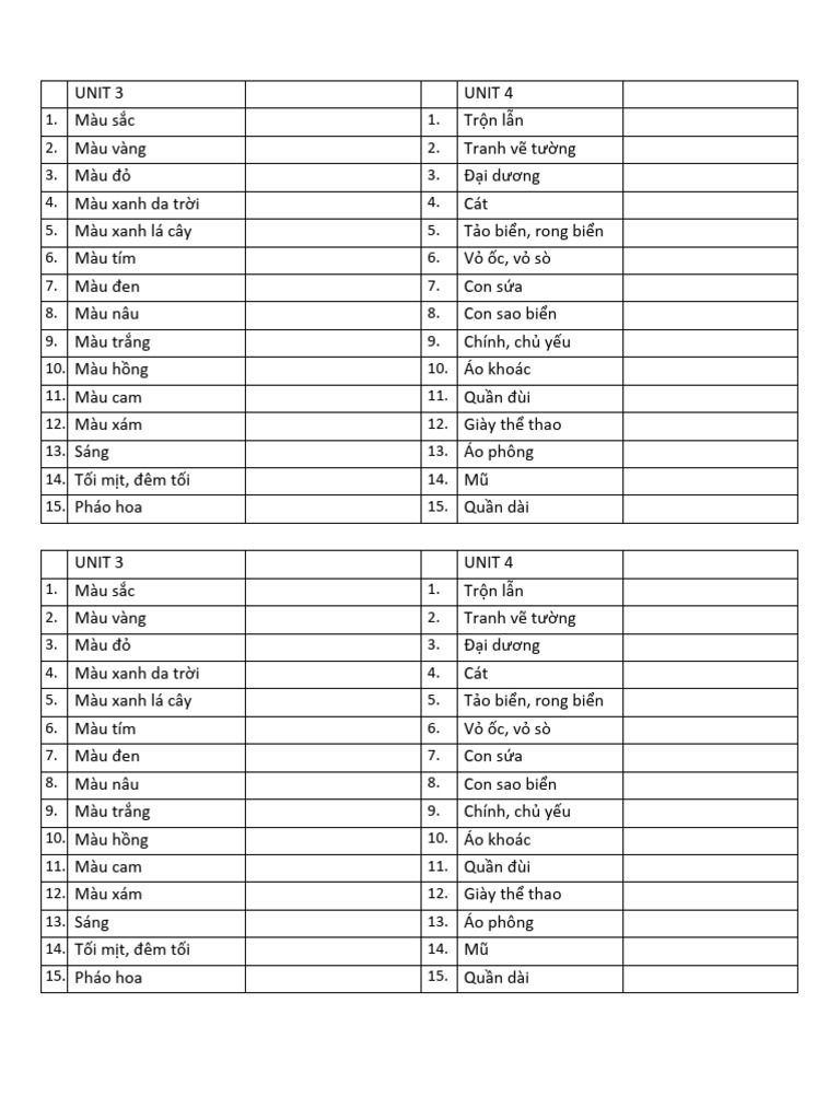 Vocab Test - OD1 - U3-4 | PDF