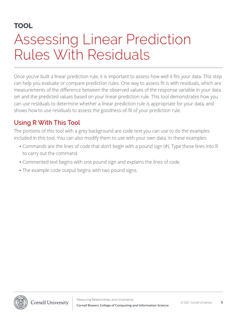 Assessing Linear Prediction Rules | PDF | Errors And Residuals ...