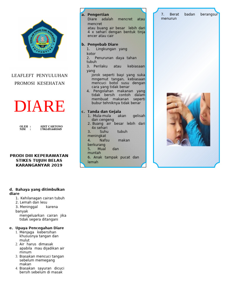 Leaflet Diare Pada Anak ADITCART | PDF