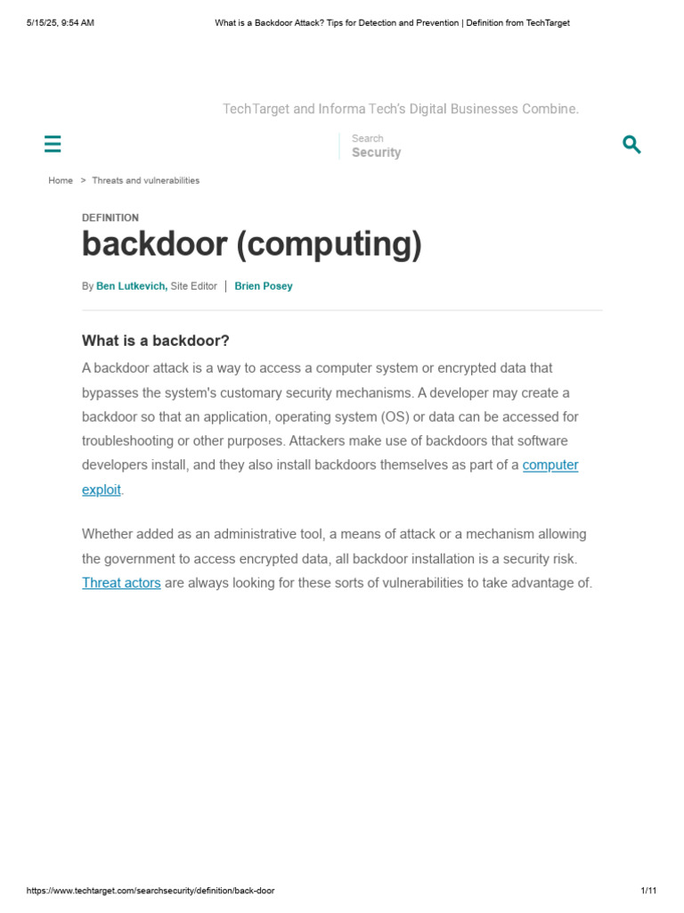 What Is A Backdoor Attack | PDF | Malware | Security