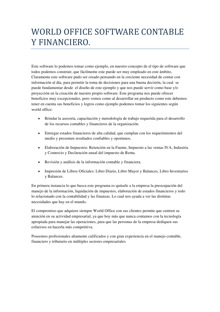 World Office Software Contable y Financiero | PDF | Contabilidad | Software