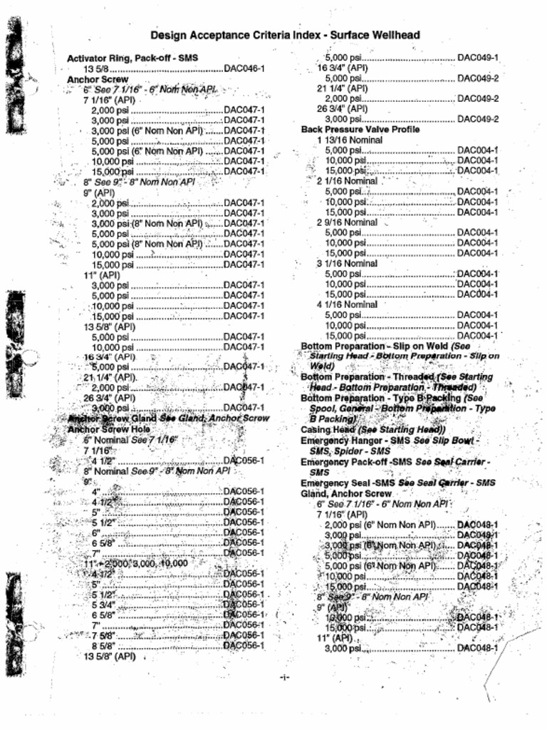 Design Acceptance Criteria Wellhead | PDF
