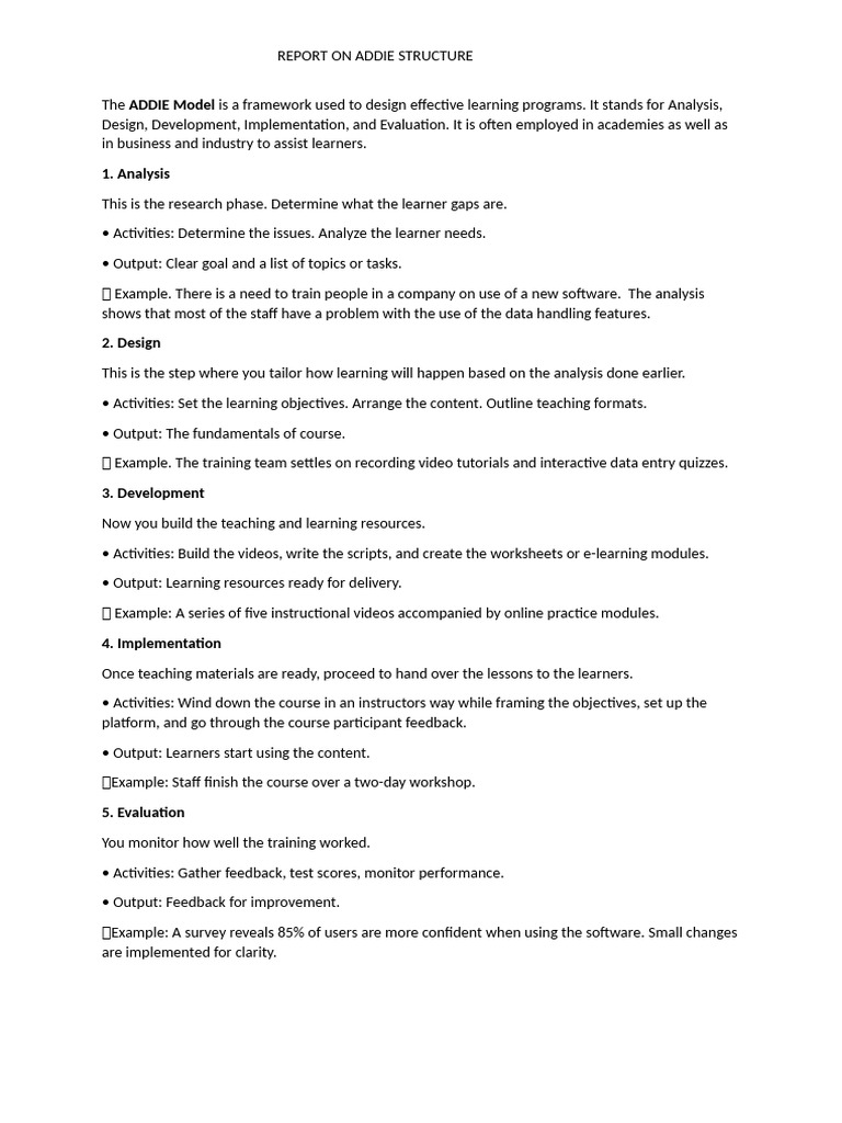 Addie Structure | PDF