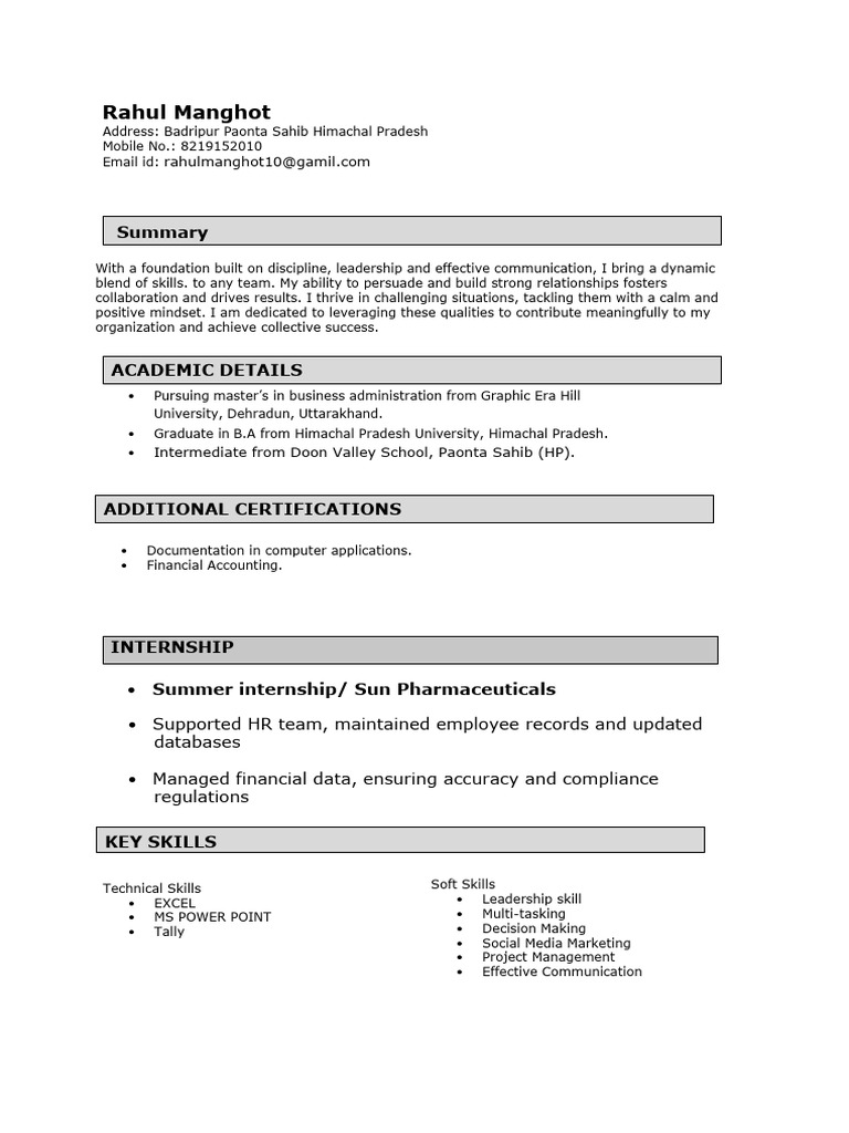 Rahul Manghot Resume | PDF