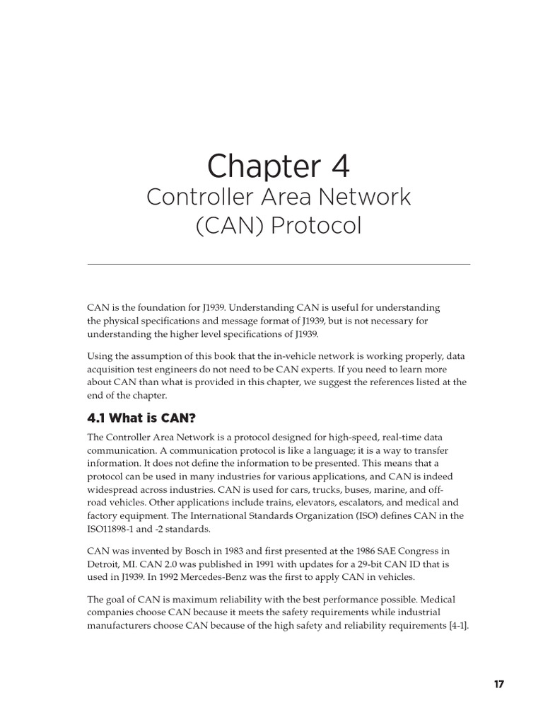 Chapter 4 Controller Area Network CAN Protocol | PDF | Osi Model | Computer Network