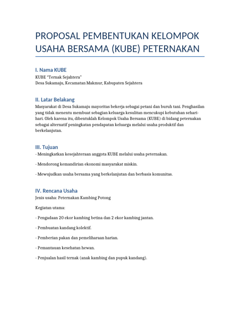 Proposal KUBE Peternakan | PDF
