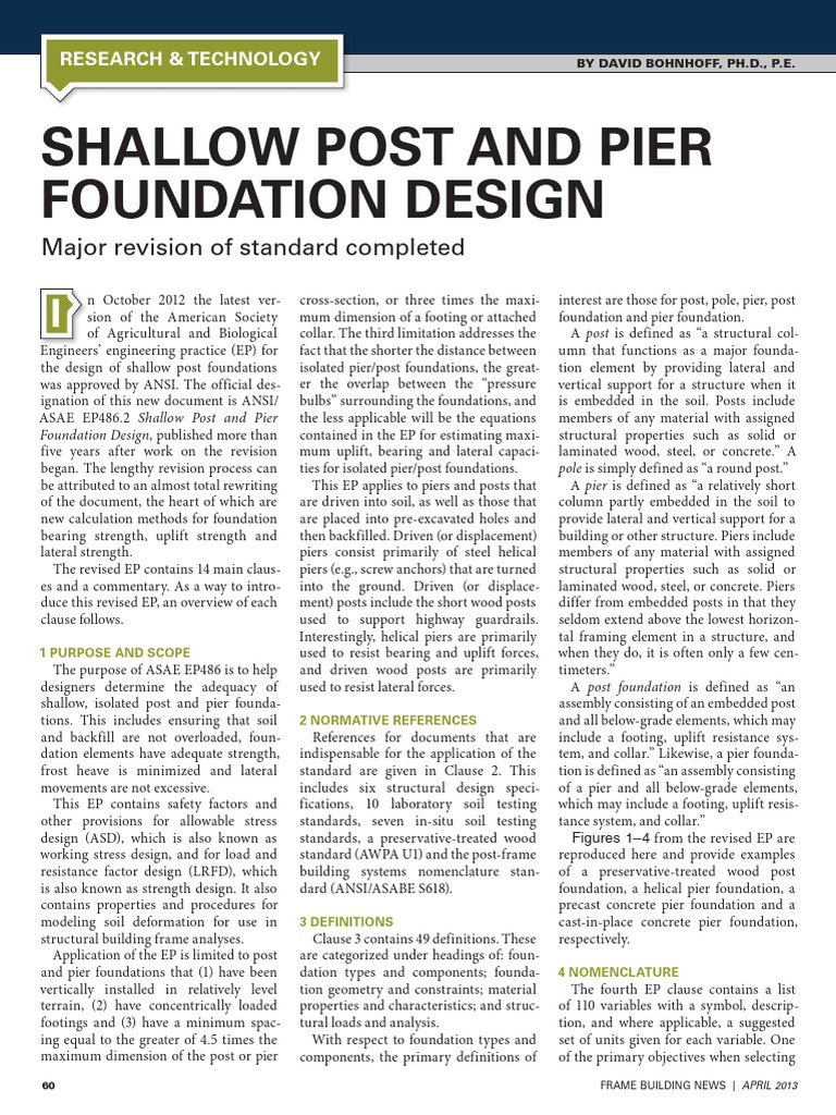1304 April - Bohnhoff - Shallow Post and Pier Foundation Design Major ...