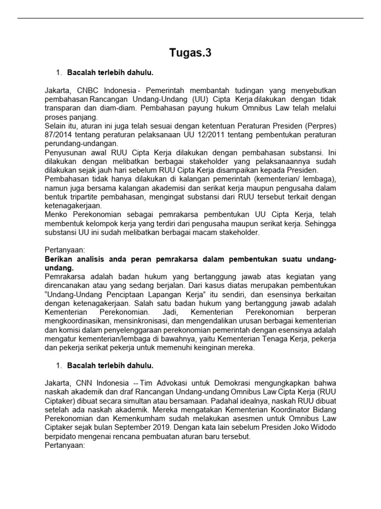 Tugas 3 Ilmu Perundang Undangan PDF | PDF