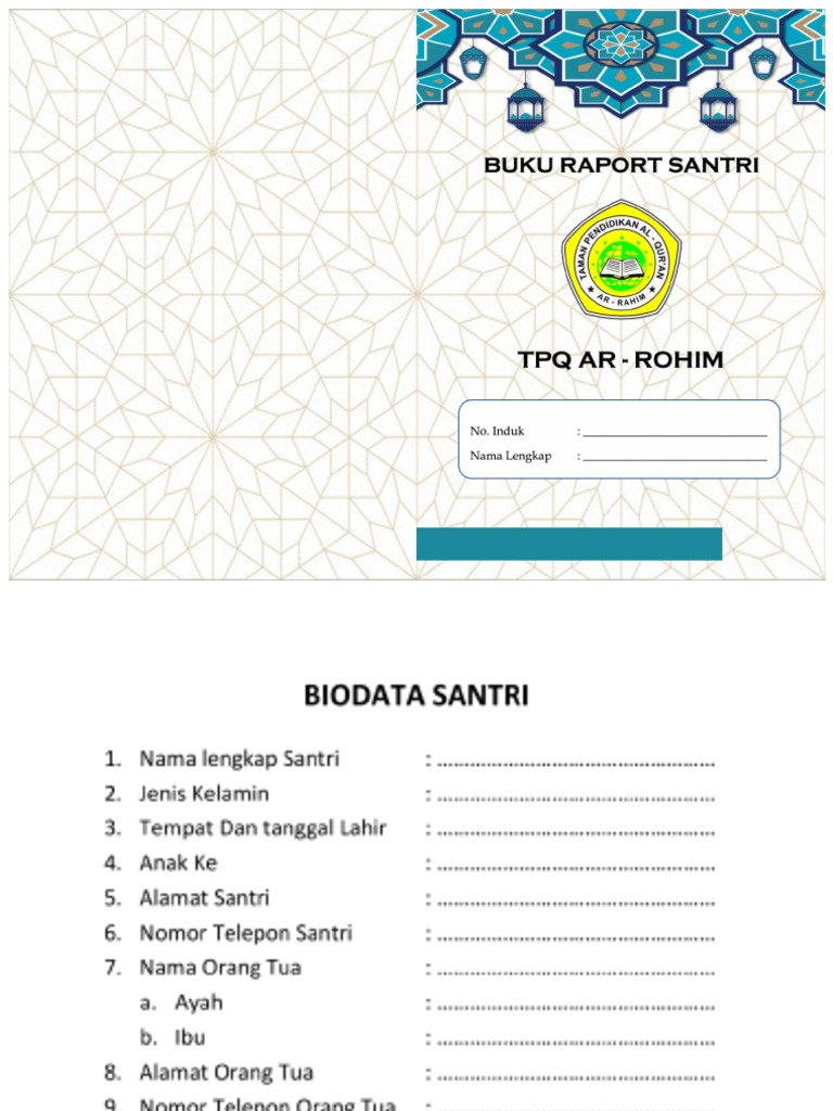 @Putriinur02._ Raport Santri TPQ Ar-Rohim | PDF