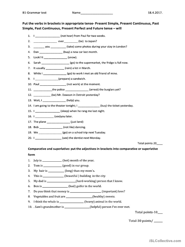 B1 Grammar All Tenses | PDF