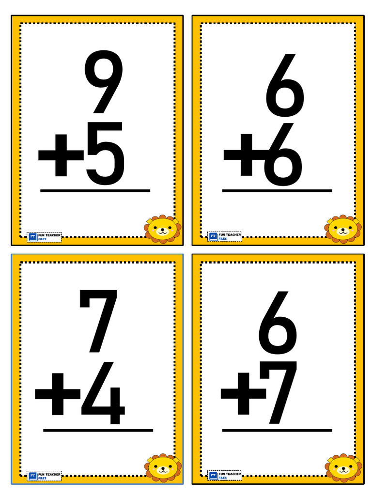 Addition Flashcards With Sum More Than 10-1-2 | PDF