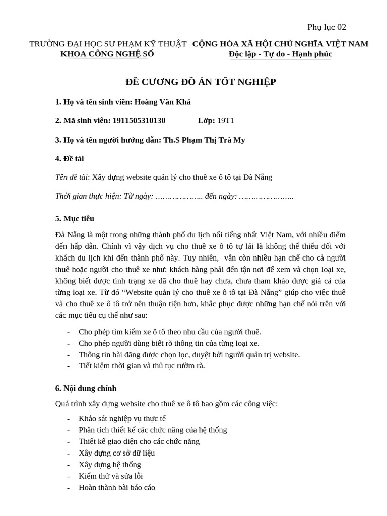 PhuLuc2 HoangVanKha DATN | PDF